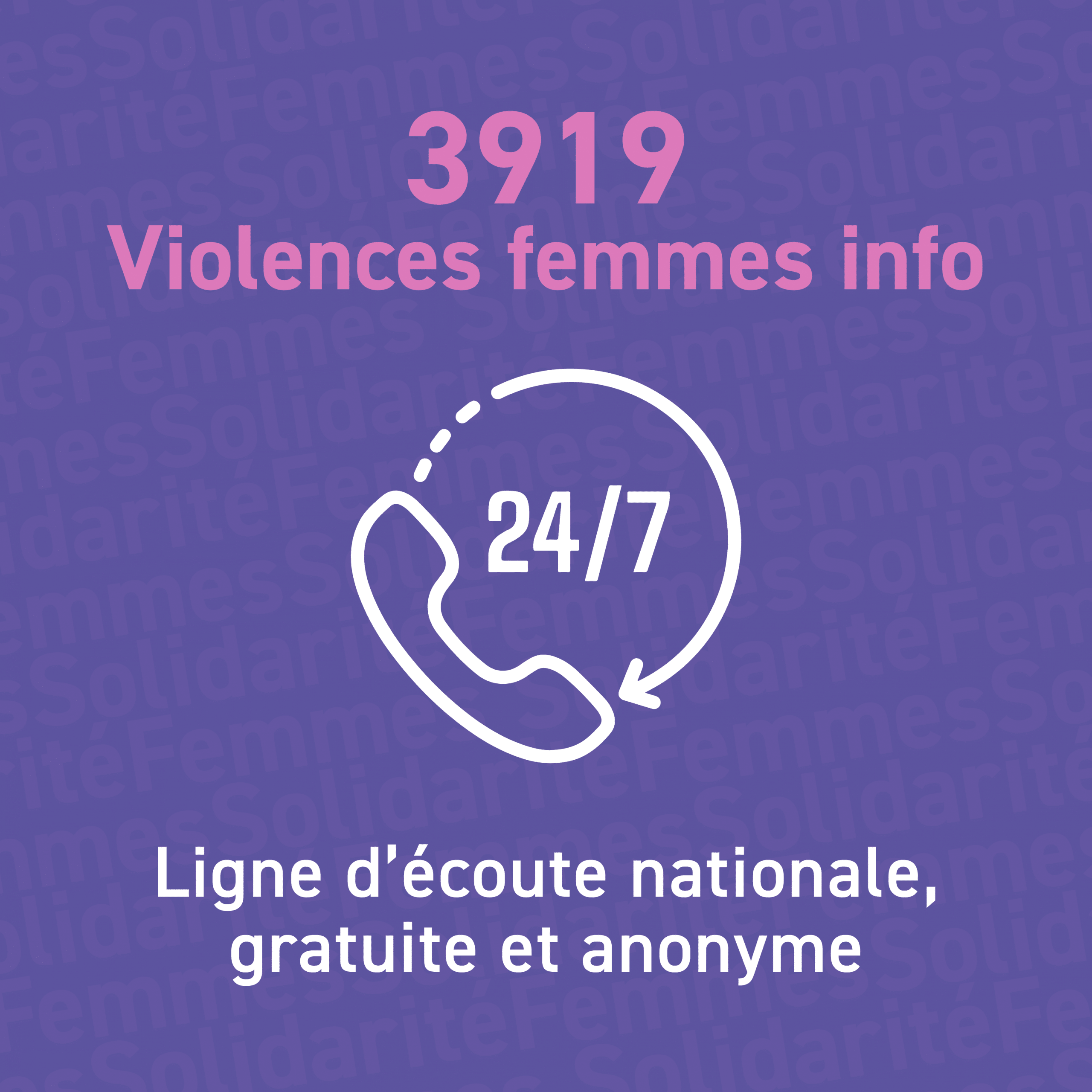 3919 : numéro d’écoute national destiné aux femmes victimes de ...